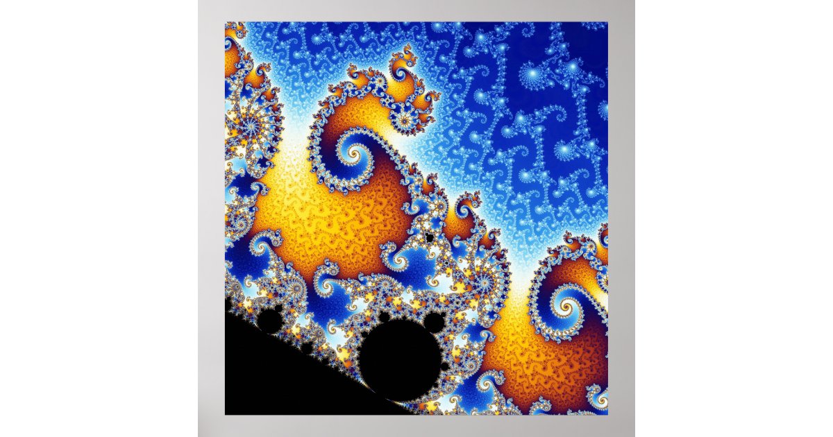 Mandelbrot Set Satellite Double Spiral Fractal Poster | Zazzle
