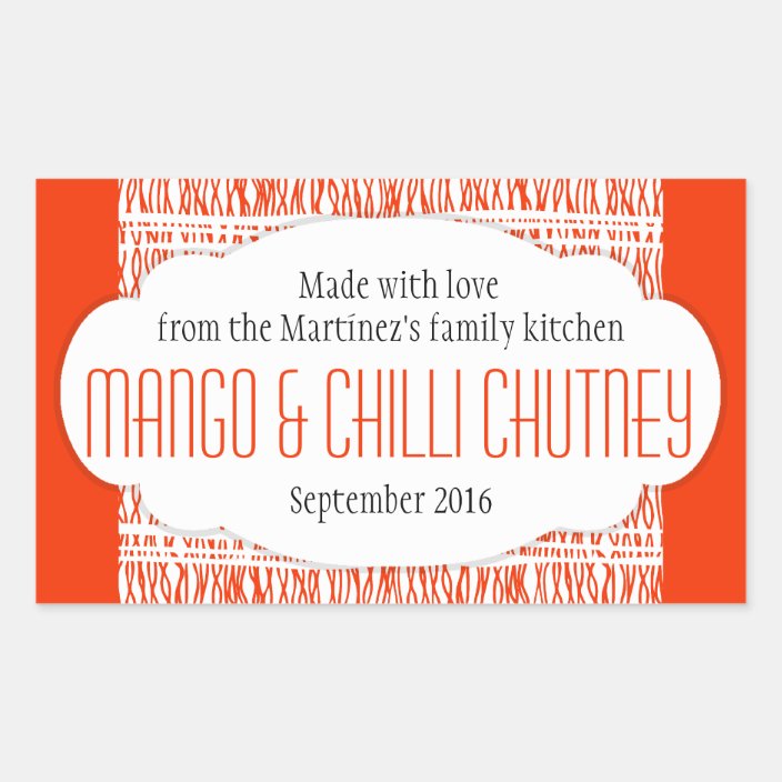 Mango & Chilli Chutney orange food label sticker | Zazzle.co.uk