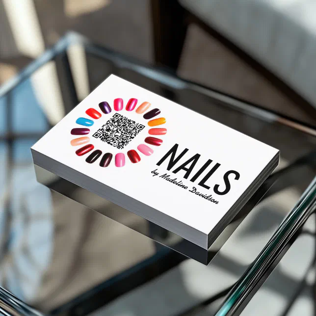 Manicure Nail Polish Scannable QR Code Basic White Business Card | Zazzle