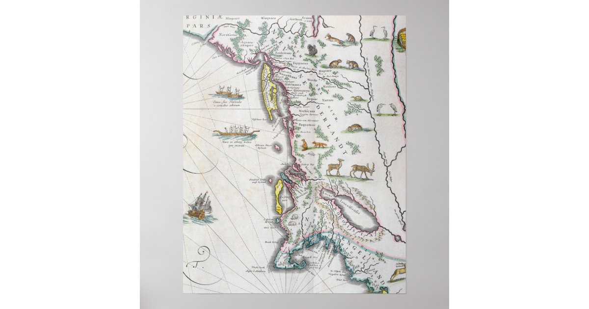 Map Depicting the East Coast Poster | Zazzle