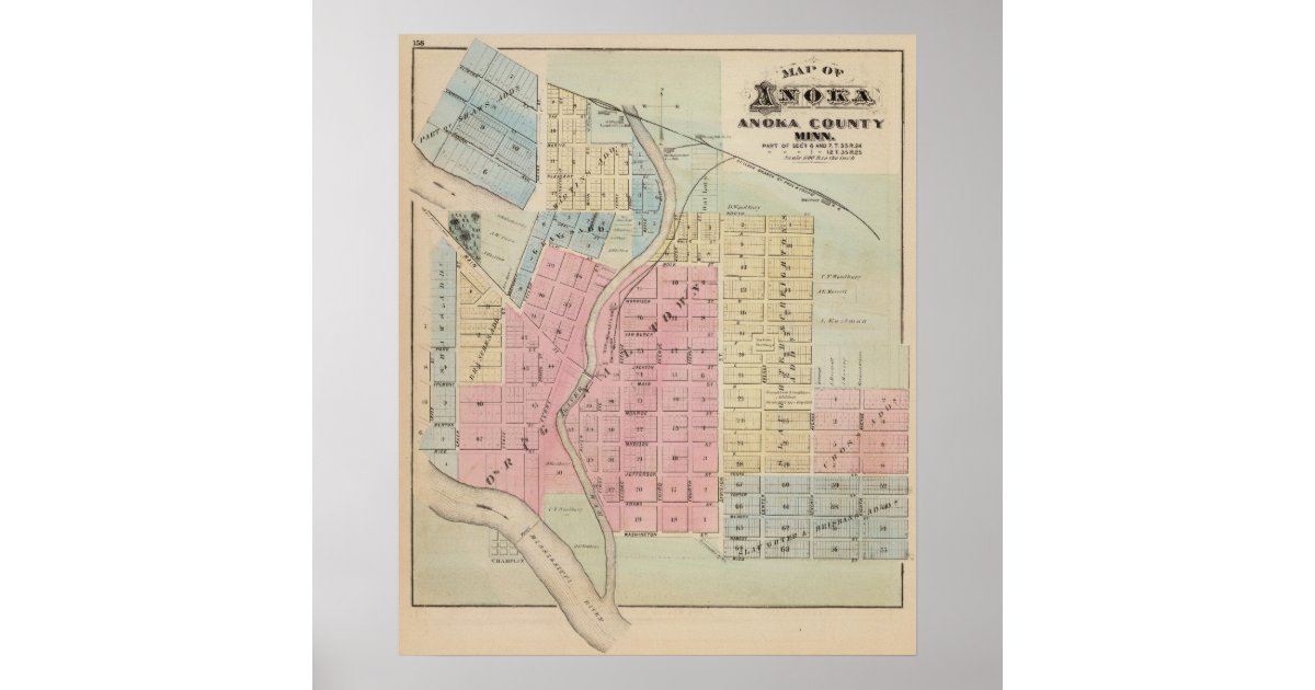 Map of Anoka, Anoka County, Minnesota Poster | Zazzle