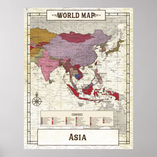 Map Of Asia Poster | Zazzle