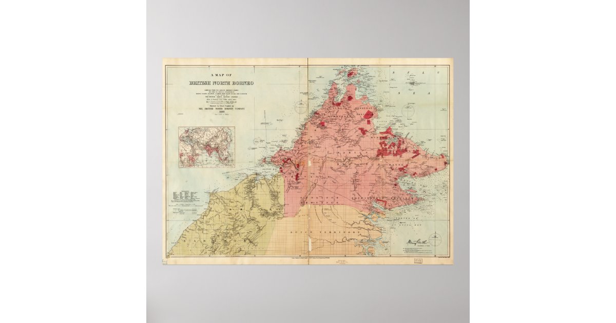 Map of British North Borneo (1899) Poster | Zazzle
