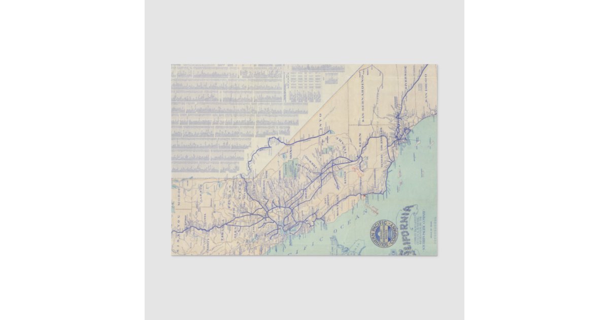 Map of California 4 Tissue Paper | Zazzle