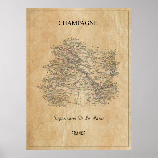 MAP of CHAMPAGNE REGION of FRANCE 1852 Poster | Zazzle