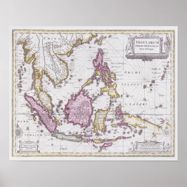 Map of China & Indonesia | 1710 Poster | Zazzle