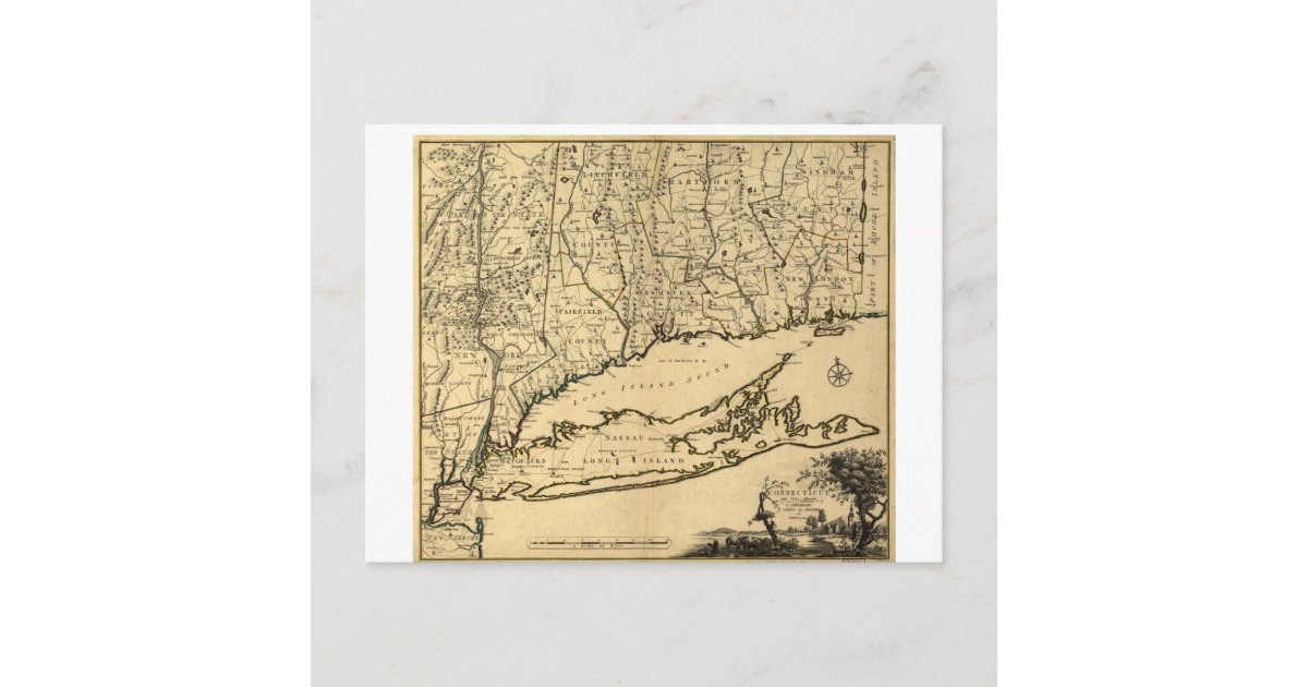 Map of Connecticut and Parts Adjacent (1780) Postcard | Zazzle