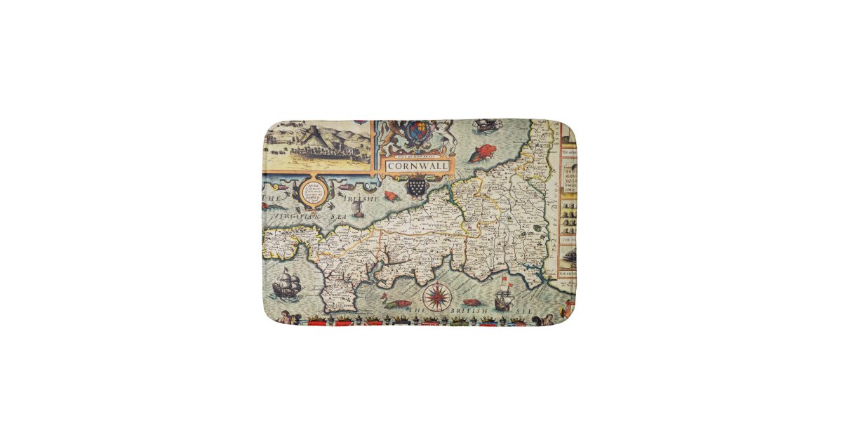 Map of Cornwall Bath Mat | Zazzle