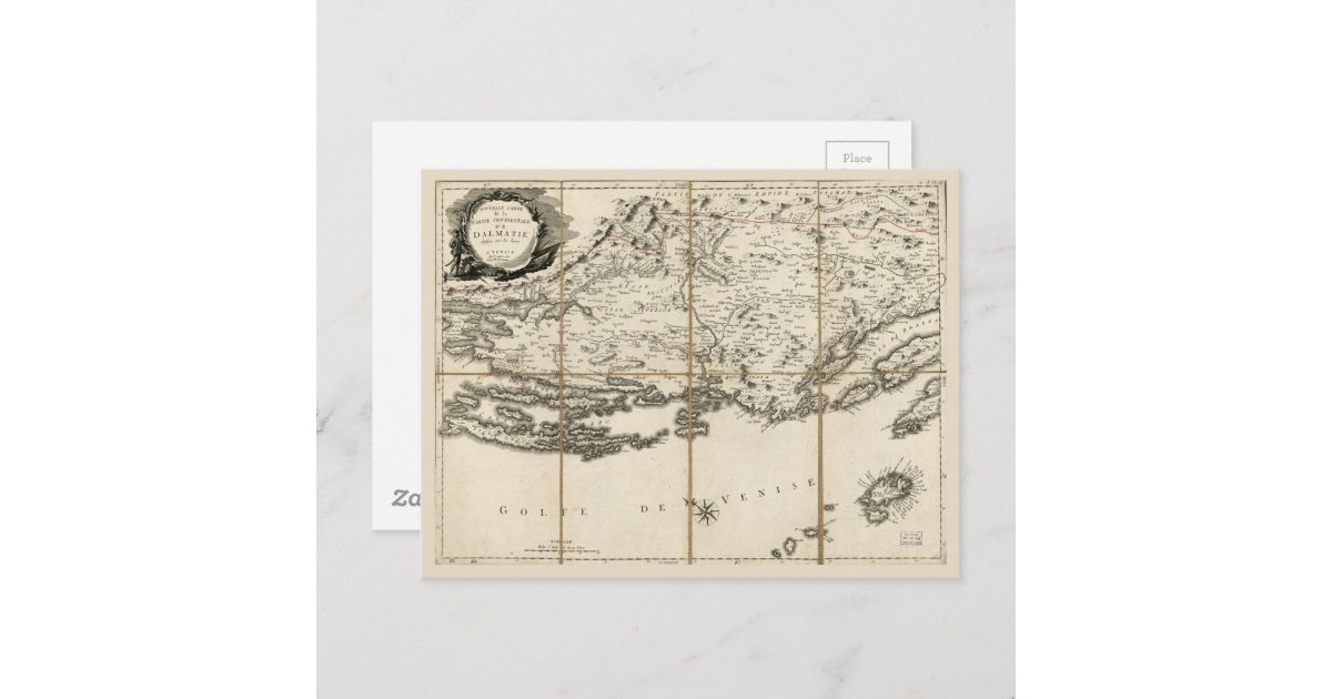 Map of Dalmatia, Croatia Coast & Islands (1780) Postcard | Zazzle