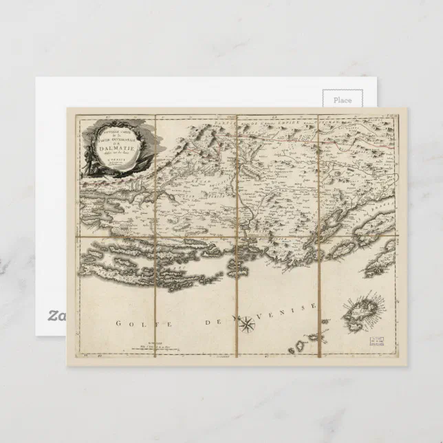 Map of Dalmatia, Croatia Coast & Islands (1780) Postcard | Zazzle