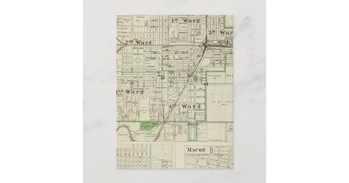 Map of Decatur City, and Sullivan and Macon Postcard | Zazzle