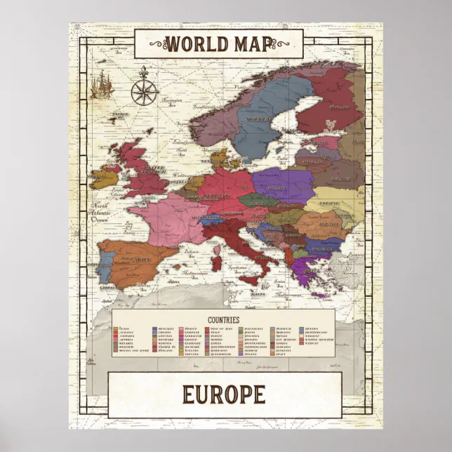 Map Of Europe Poster | Zazzle
