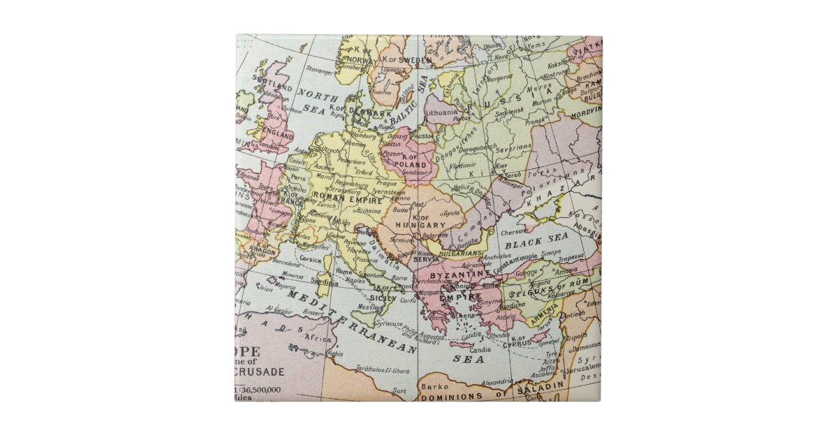 Map of Europe | The Third Crusade Tile | Zazzle