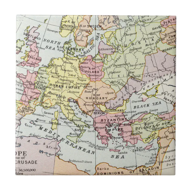 Map of Europe | The Third Crusade Tile | Zazzle