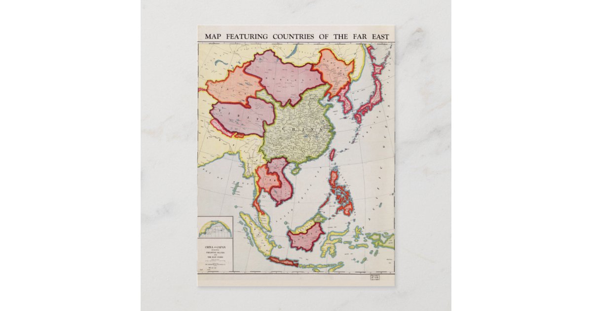Map of Far East Asia (1932) Postcard | Zazzle