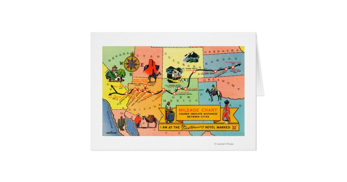 Map of Fred Harvey Hotel LocationsCA to KS | Zazzle