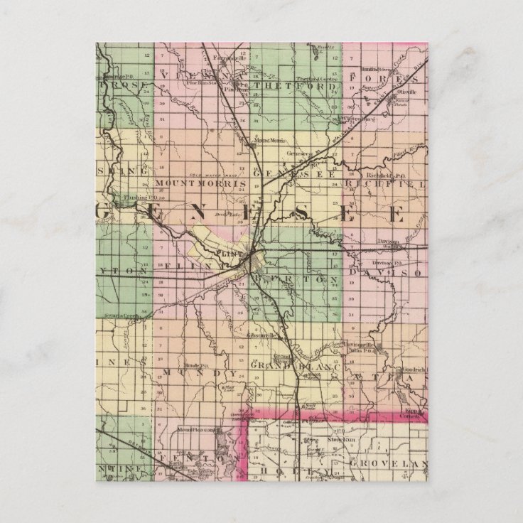 Map of Genesee County, Michigan Postcard | Zazzle