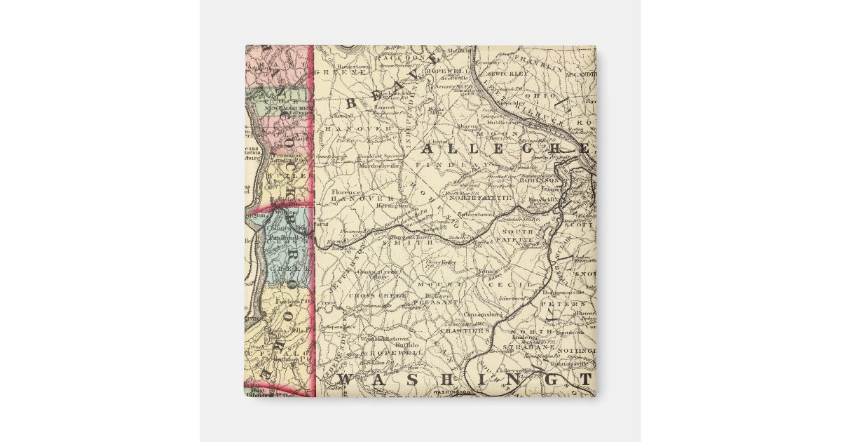 Map of Hancock, Brooke, Ohio, Marshall counties Magnet | Zazzle