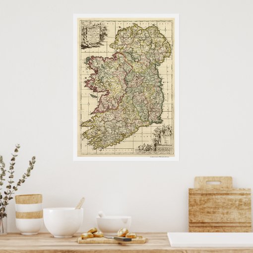 Map of Ireland by Frederik de Wit 1710 Poster | Zazzle