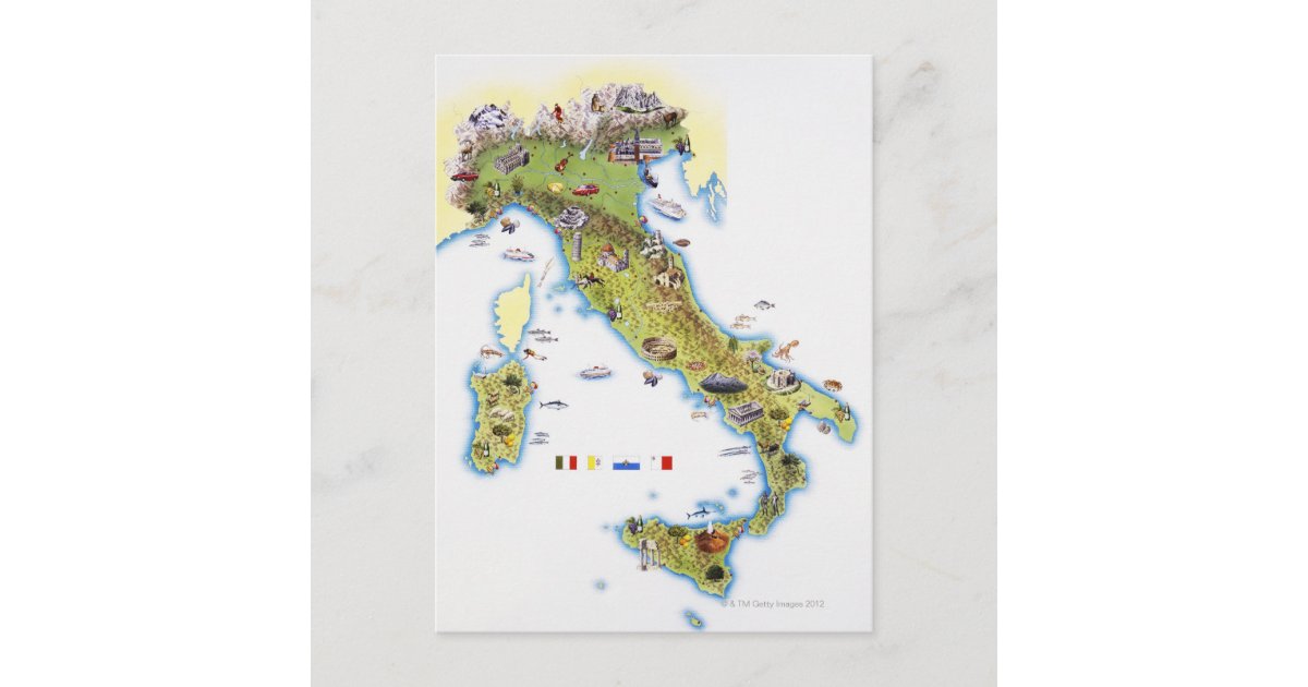 Map of Italy Postcard | Zazzle