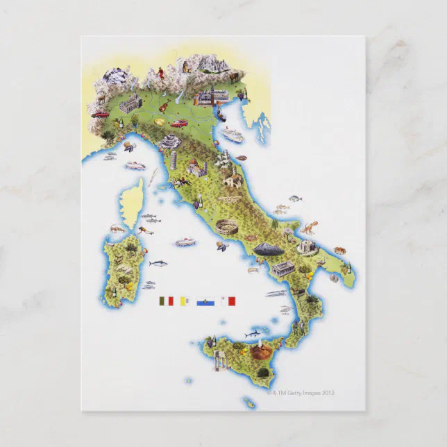 Map of Italy Postcard | Zazzle