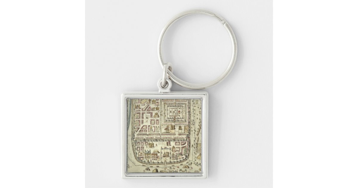 Map of Jerusalem and the surrounding area, from 'C Key Ring | Zazzle