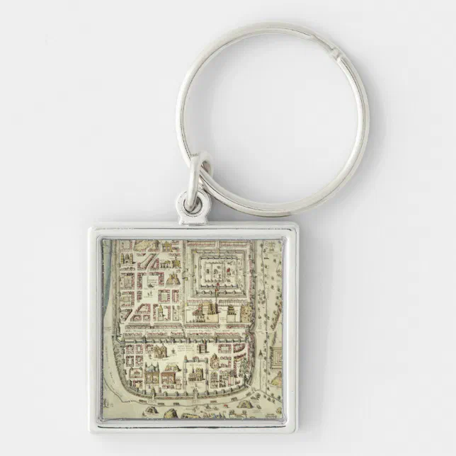 Map of Jerusalem and the surrounding area, from 'C Key Ring | Zazzle