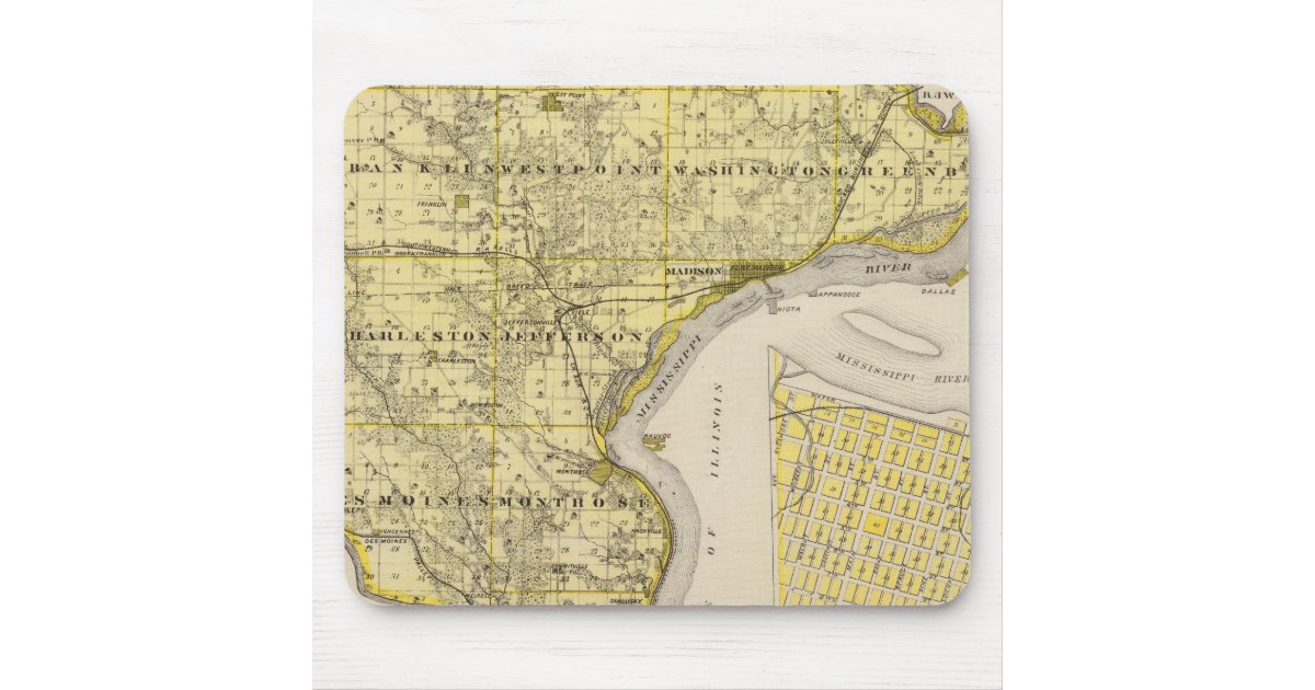 Map of Lee County and Montrose, State of Iowa Mouse Mat | Zazzle