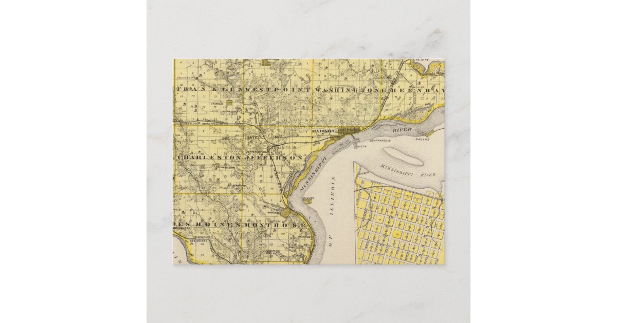 Map of Lee County and Montrose, State of Iowa Postcard | Zazzle