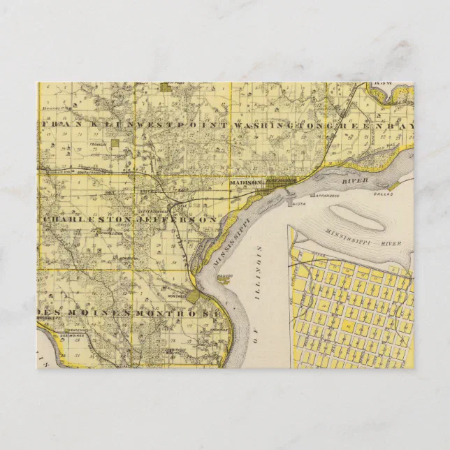 Map of Lee County and Montrose, State of Iowa Postcard | Zazzle