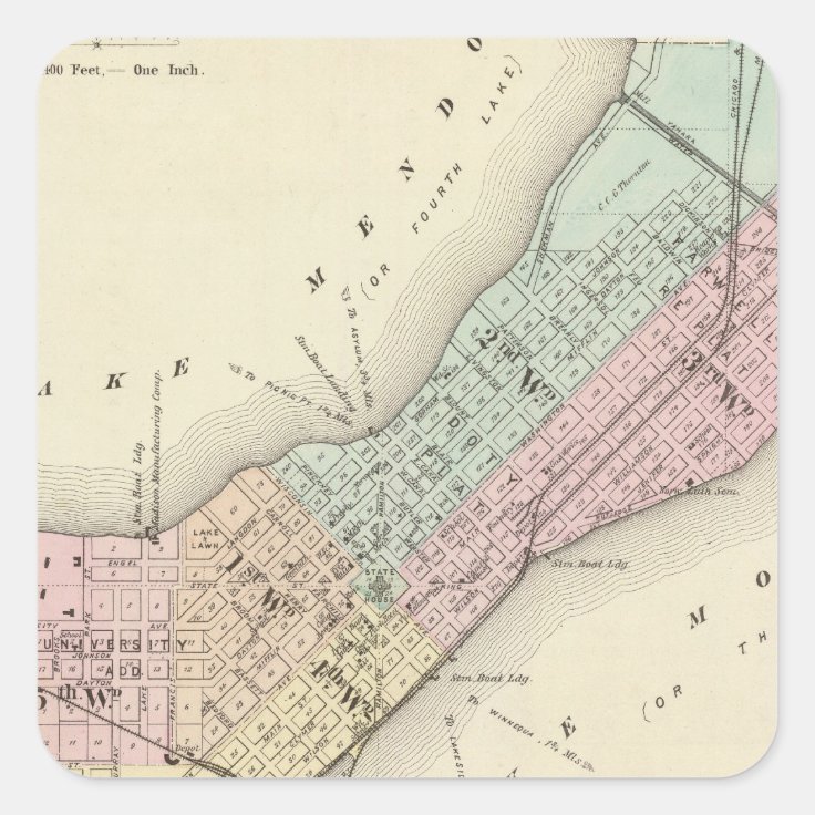 Map of Madison, Wisconsin Square Sticker | Zazzle