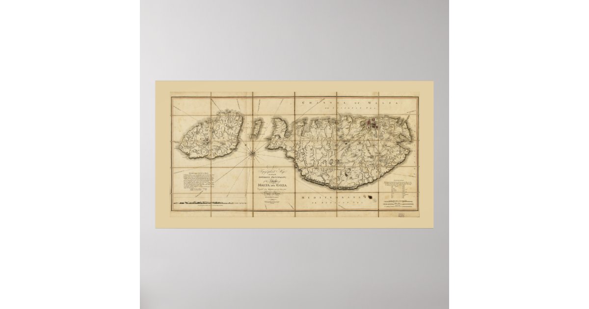 Map of Malta and Goza (1799) Poster | Zazzle