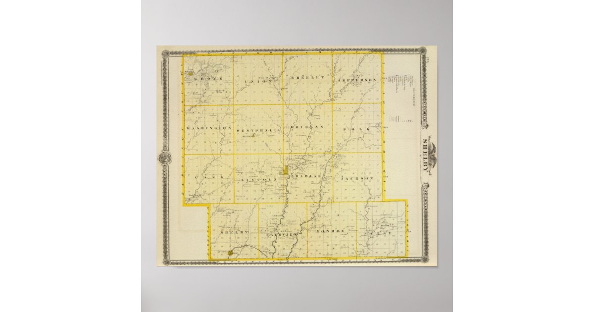 Map of Monona County, State of Iowa Poster | Zazzle