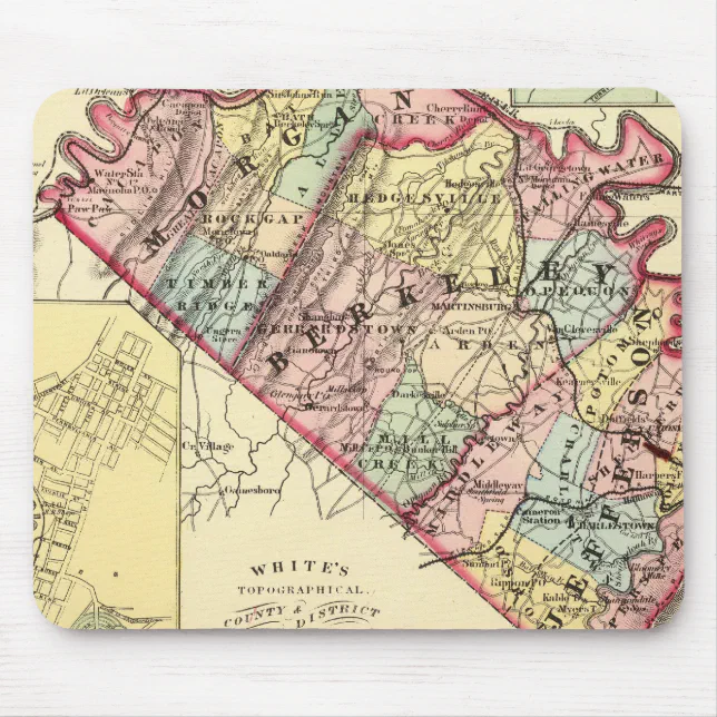 Map of Morgan, Berkeley, and Jefferson counties Mouse Mat | Zazzle