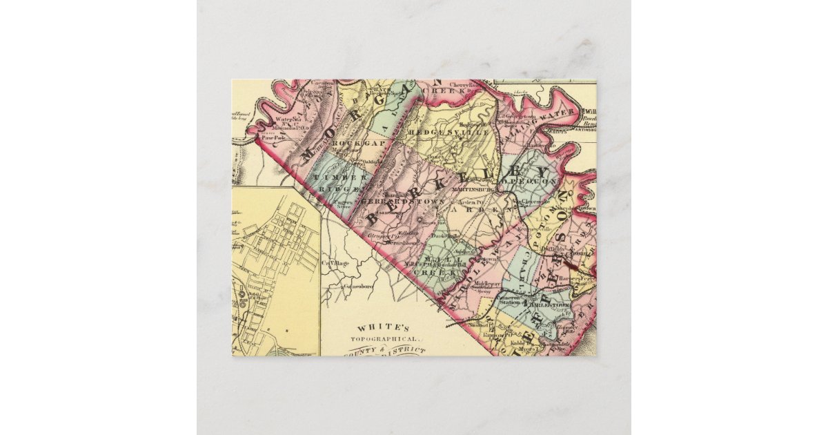 Map of Morgan, Berkeley, and Jefferson counties Postcard | Zazzle