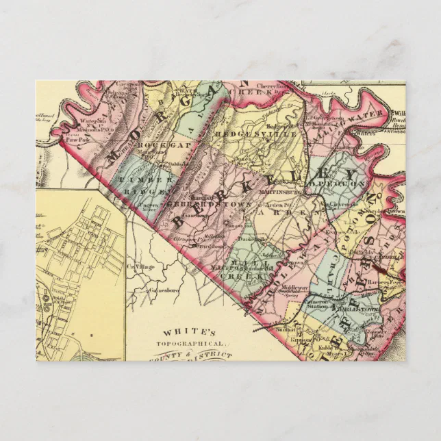 Map of Morgan, Berkeley, and Jefferson counties Postcard | Zazzle