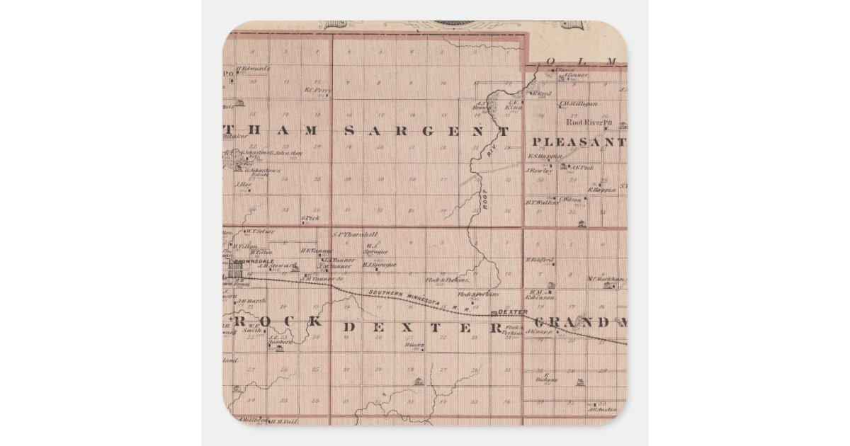 Map of Mower County, Minnesota Square Sticker | Zazzle