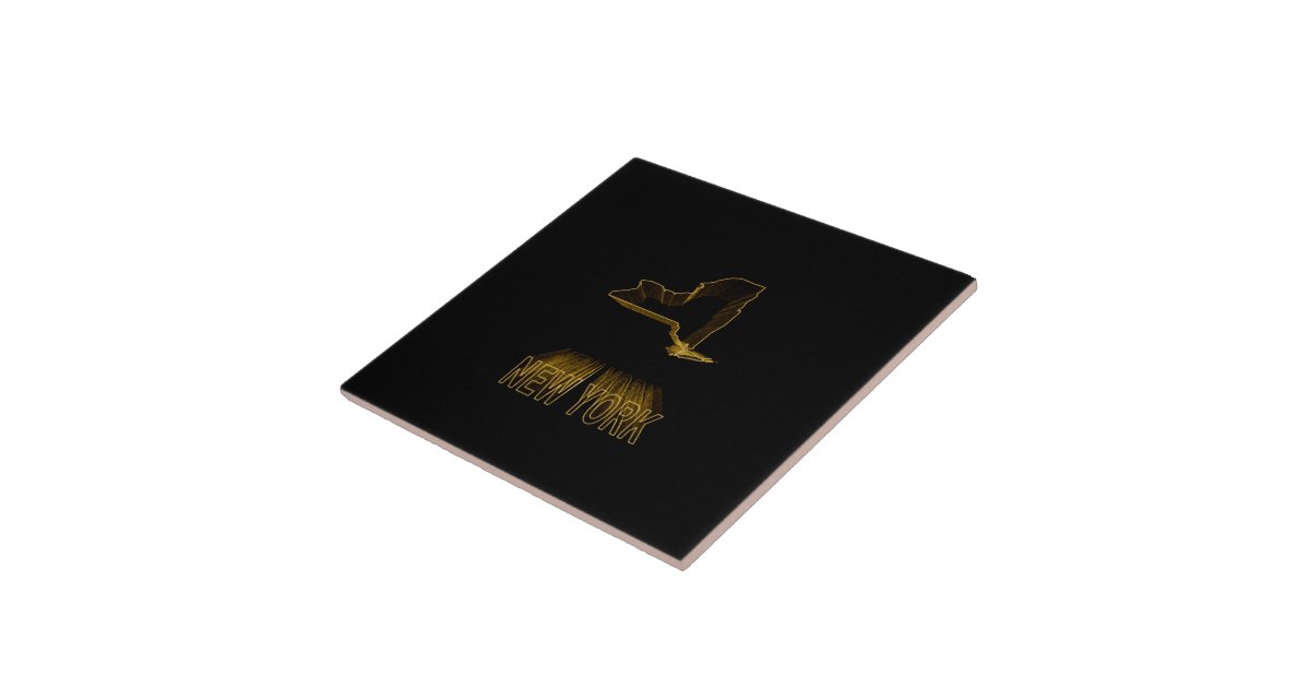 Map of New York, Gold Map Tile | Zazzle