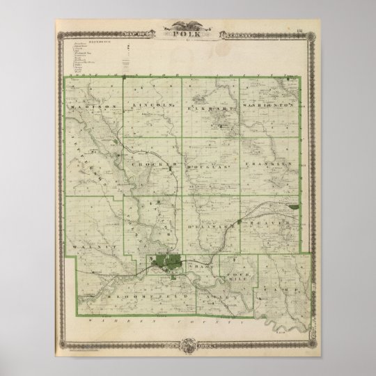 Map of Polk County, State of Iowa Poster | Zazzle.co.uk