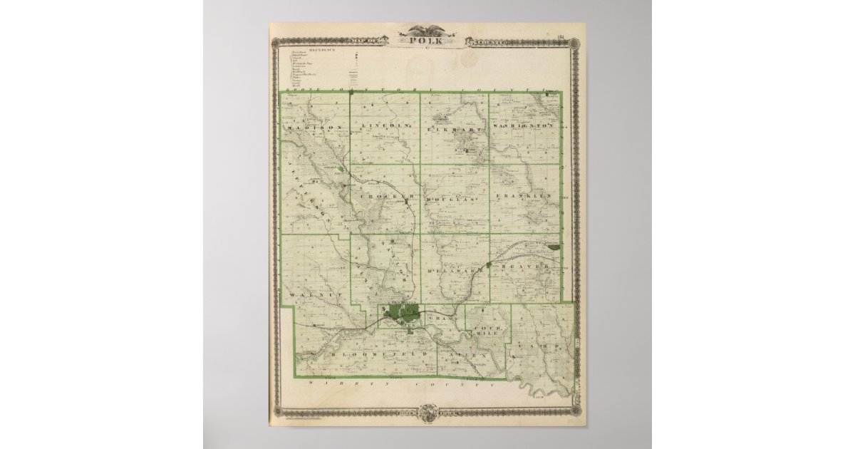 Map of Polk County, State of Iowa Poster | Zazzle