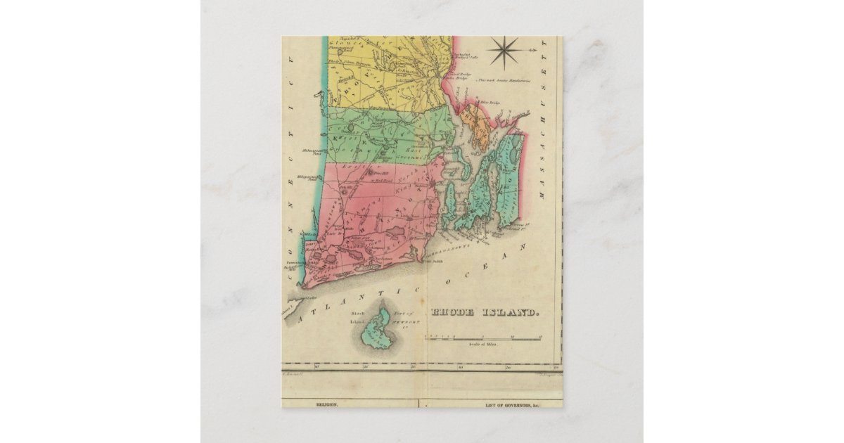 Map Of Rhode Island Postcard | Zazzle