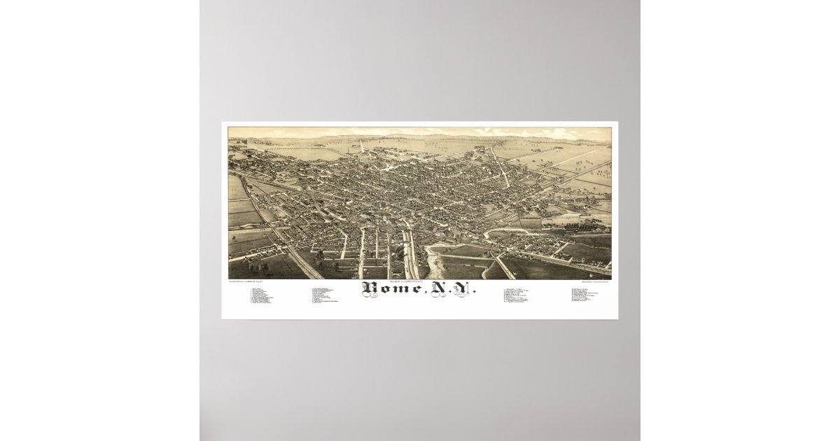 Map of Rome, New York from 1886 Poster | Zazzle