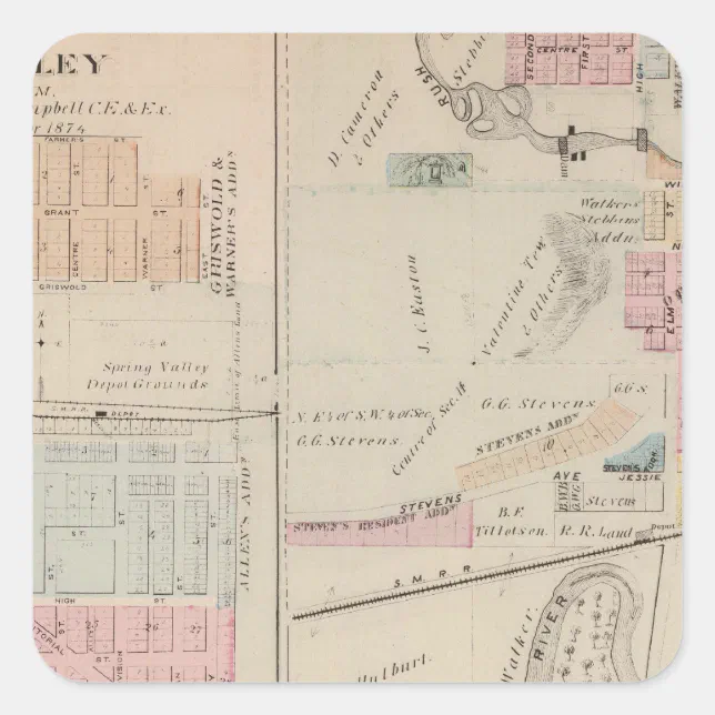 Map of Rushford, Fillmore County, Minnesota Square Sticker | Zazzle