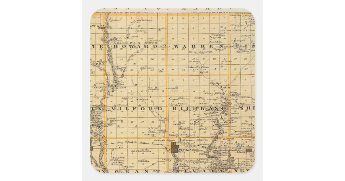 Map of Story County, State of Iowa Square Sticker | Zazzle