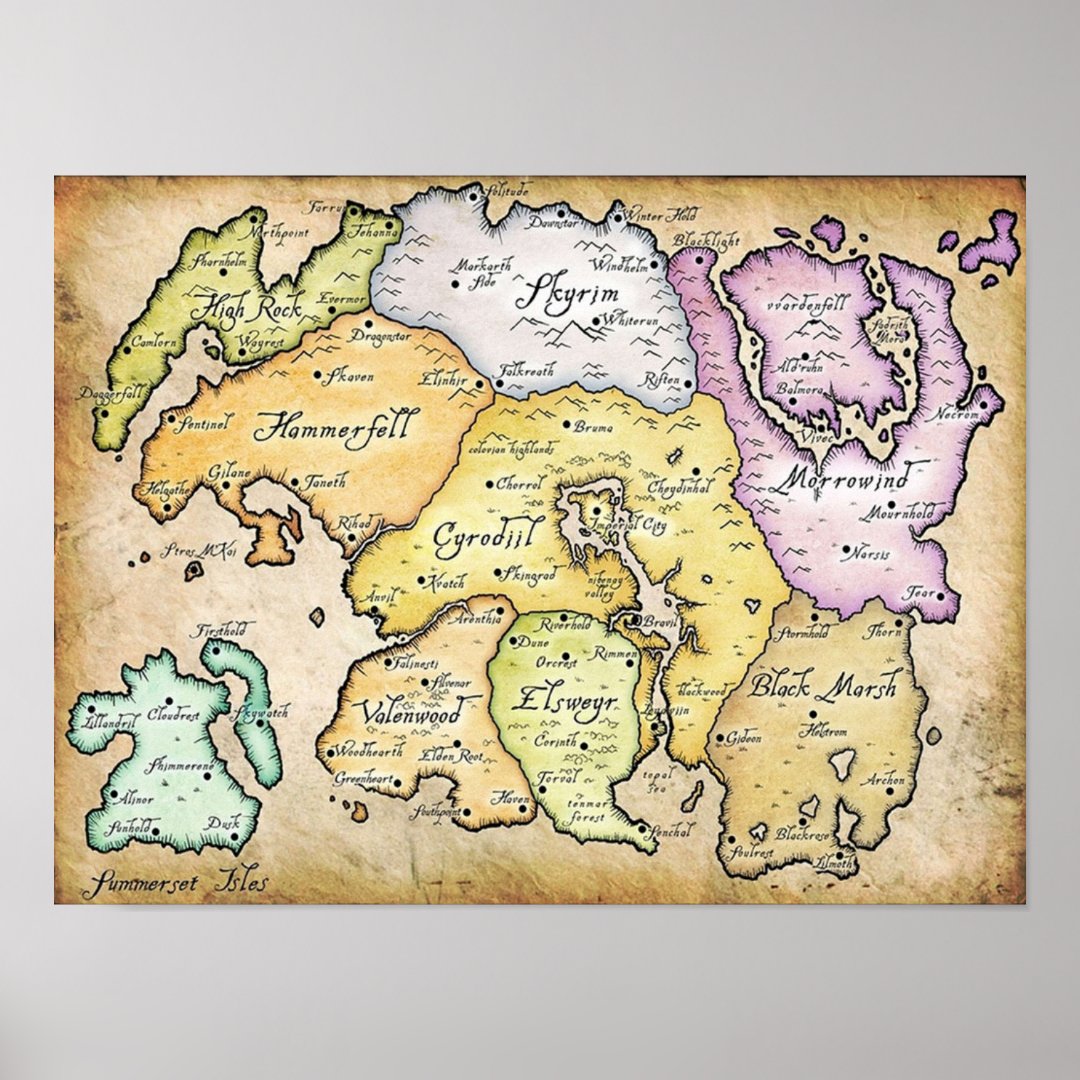 Map of Tamriel Poster | Zazzle