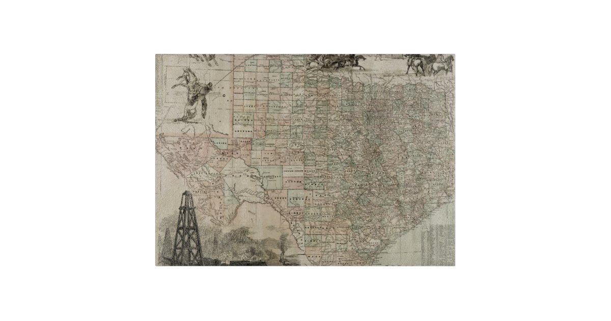 Map of Texas with County Borders Cutting Board | Zazzle
