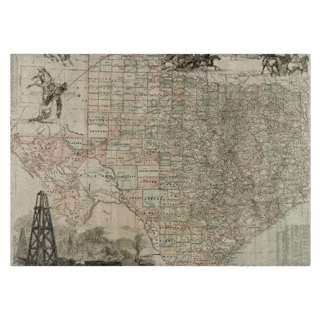 Map of Texas with County Borders Cutting Board | Zazzle