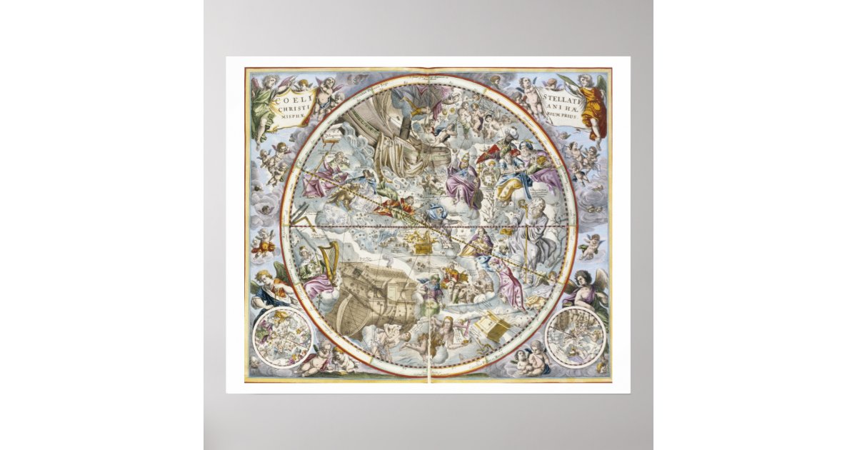 Map of the Christian Constellations as Depicted by Poster | Zazzle