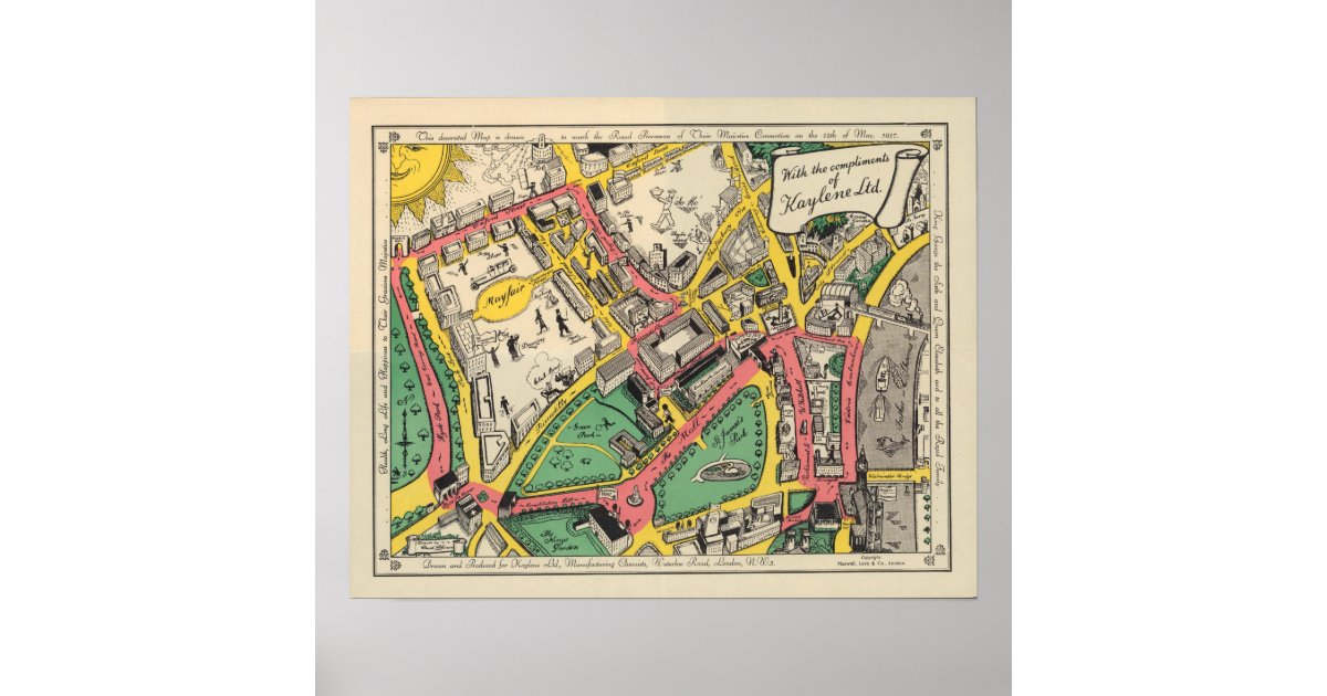 Map of the Coronation Route, London, England Poster | Zazzle