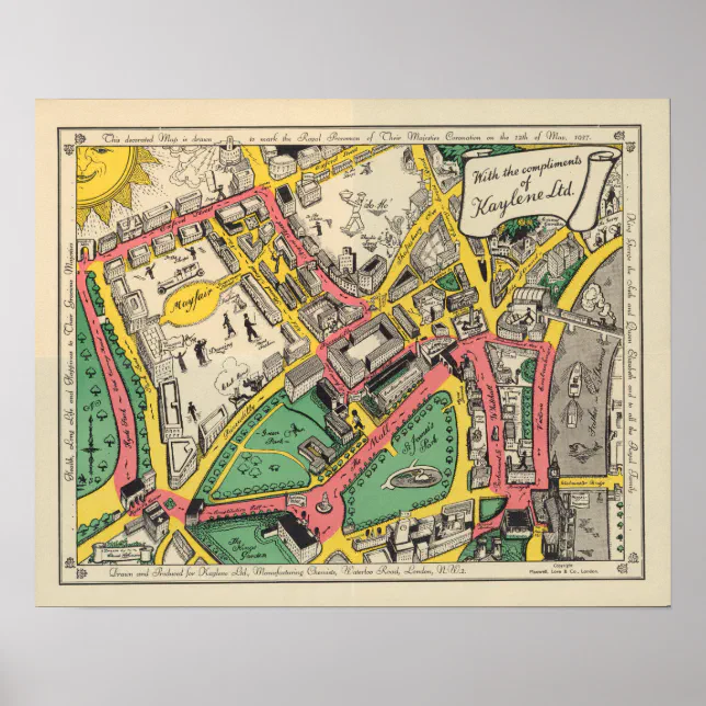 Map of the Coronation Route, London, England Poster | Zazzle